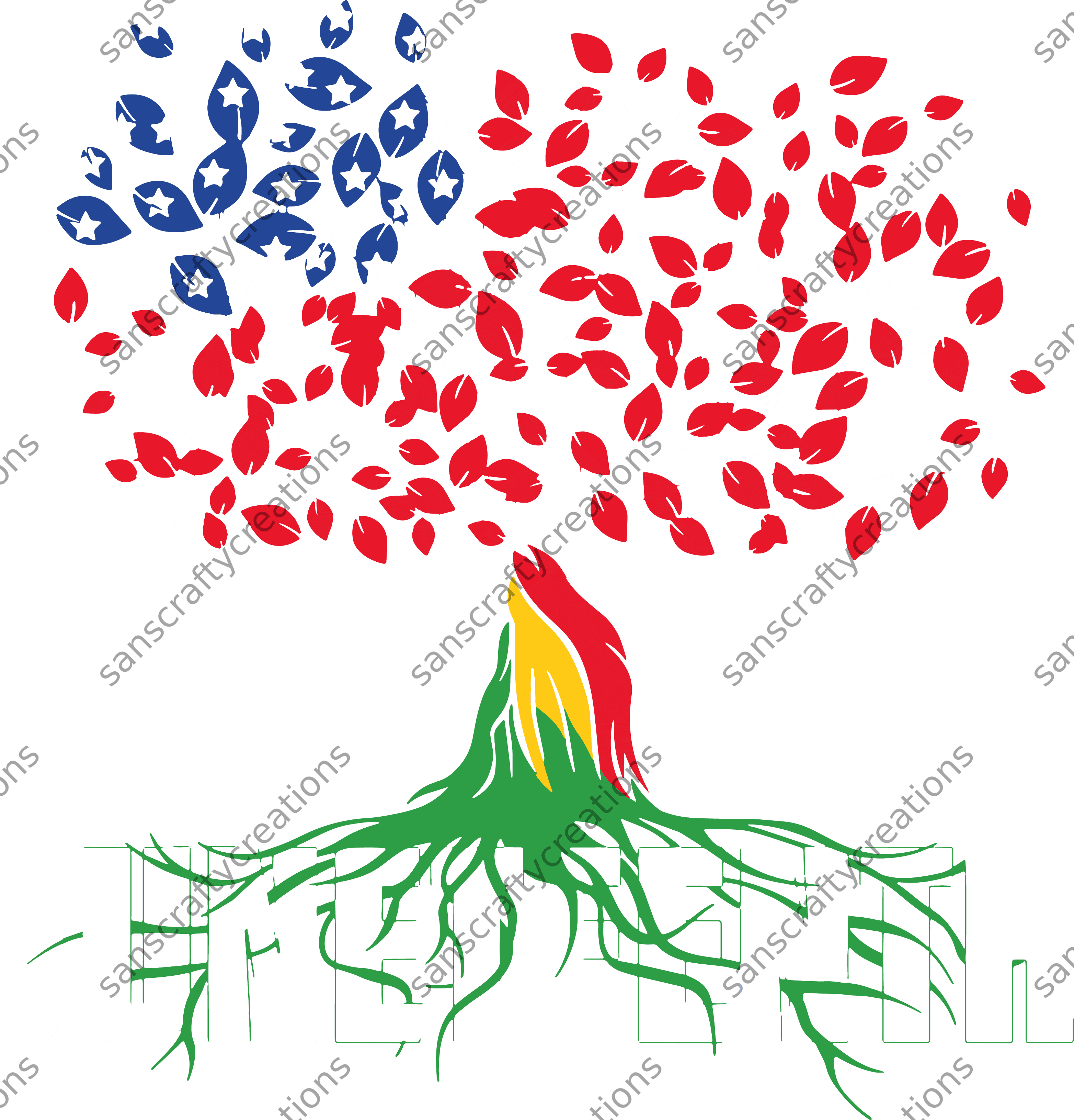 Juneteenth tree-Transfer – SansCraftyCreations.com